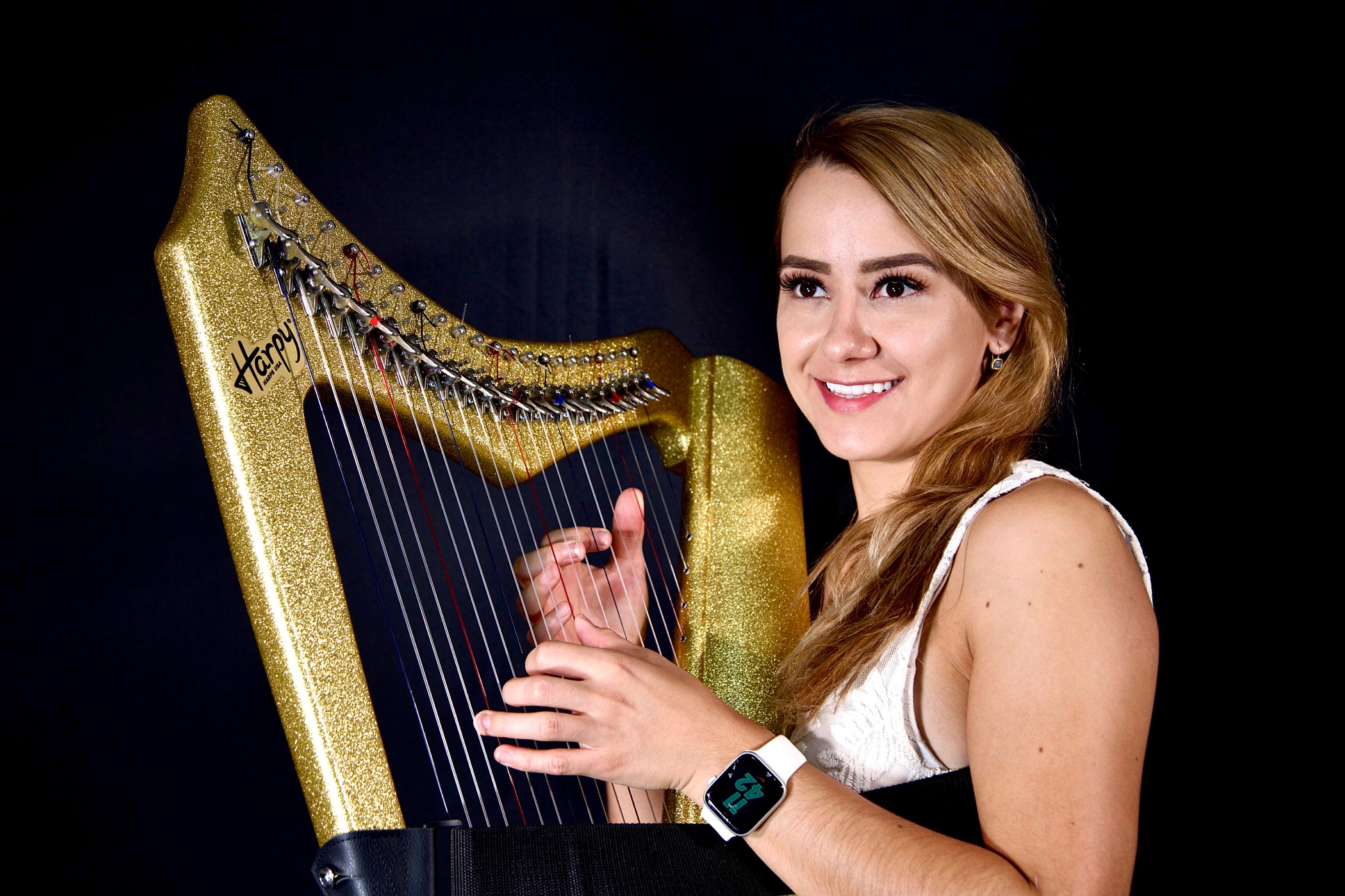 22 String Iris Harpy With Levers - Electric-acoustic Harp - Gold - Etsy