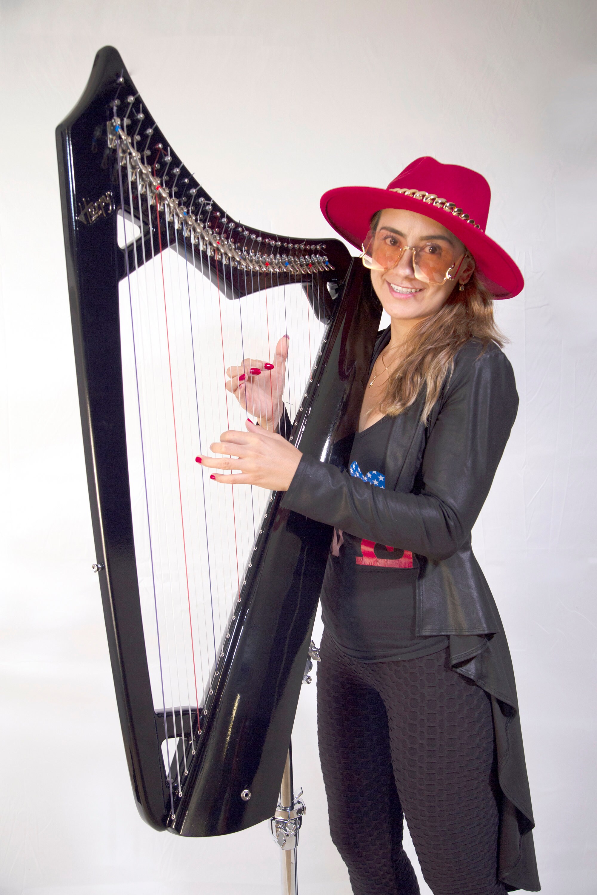 29 String Artemis Harpy With Levers Electric-acoustic Harp Shiny Black ...