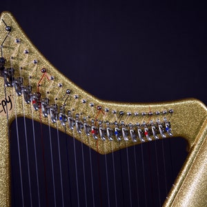 22 String Iris Harpy With Levers - Electric-acoustic Harp - Gold - Etsy