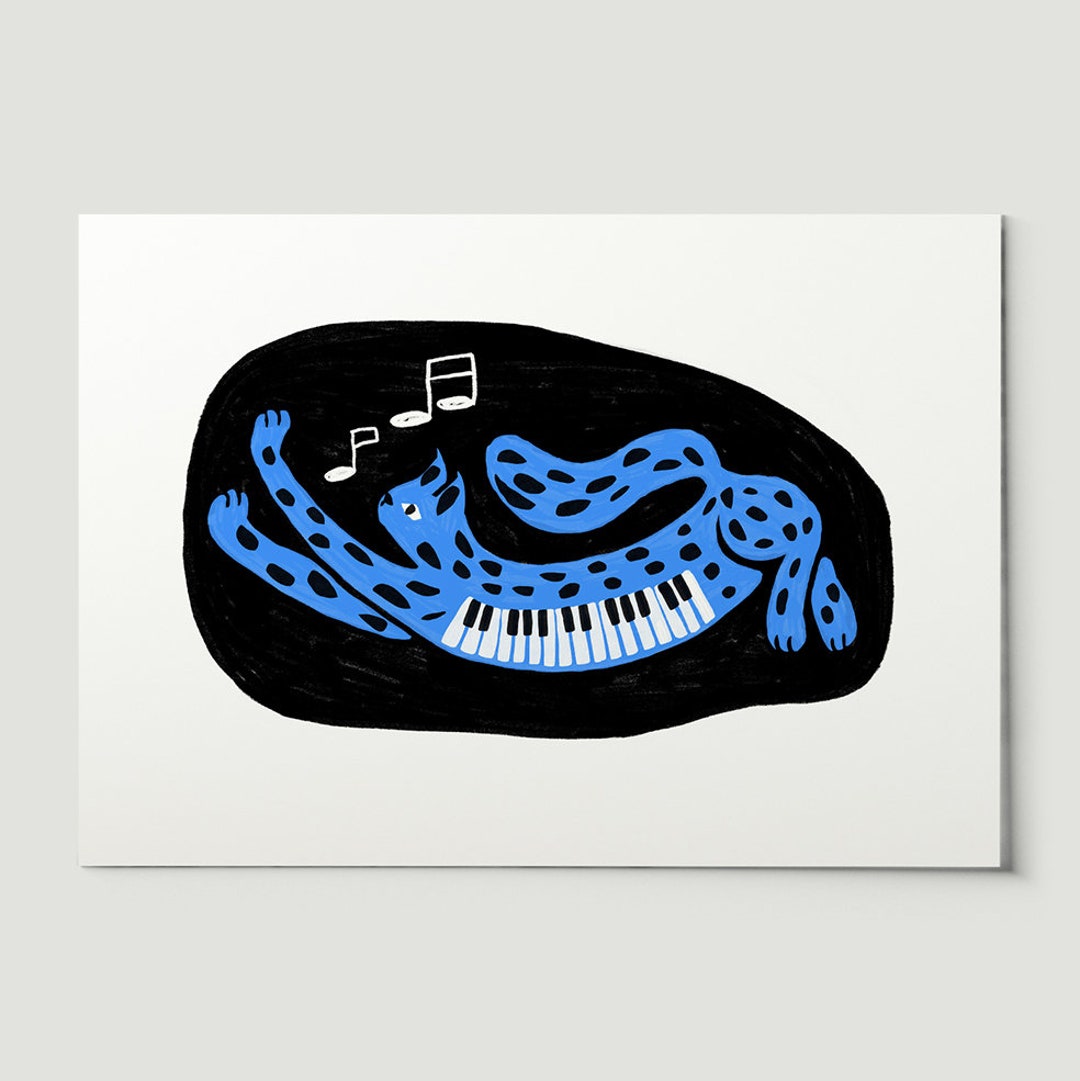 The Piano Cat A4 Print - Etsy