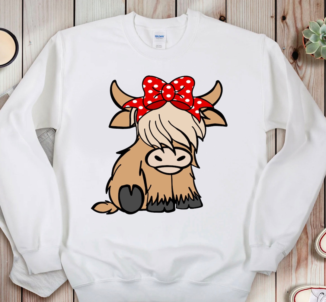 Highland Cow Polka Dot Bow Cute Design Only PNG Sublimation - Etsy