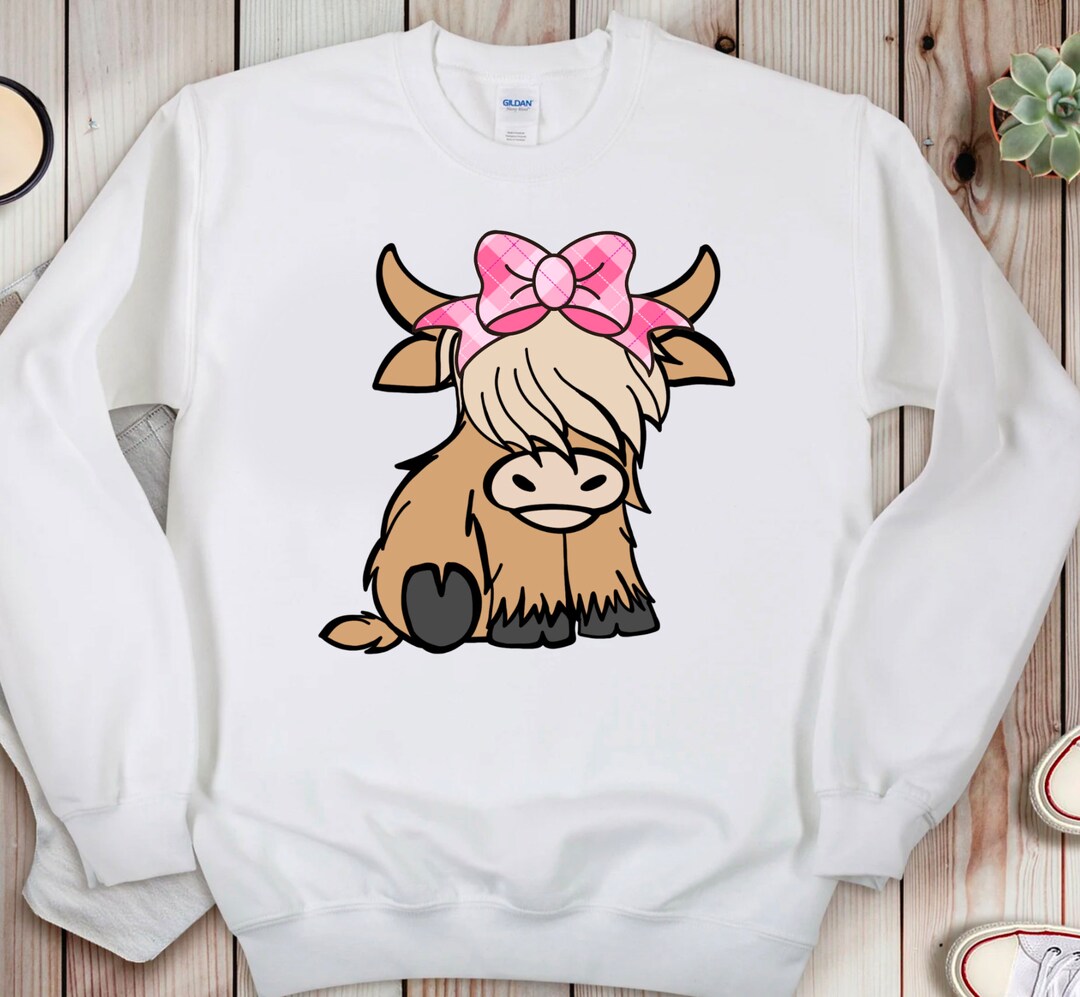 Highland Cow Pink Plaid Bow Cute Design Only PNG Sublimation - Etsy