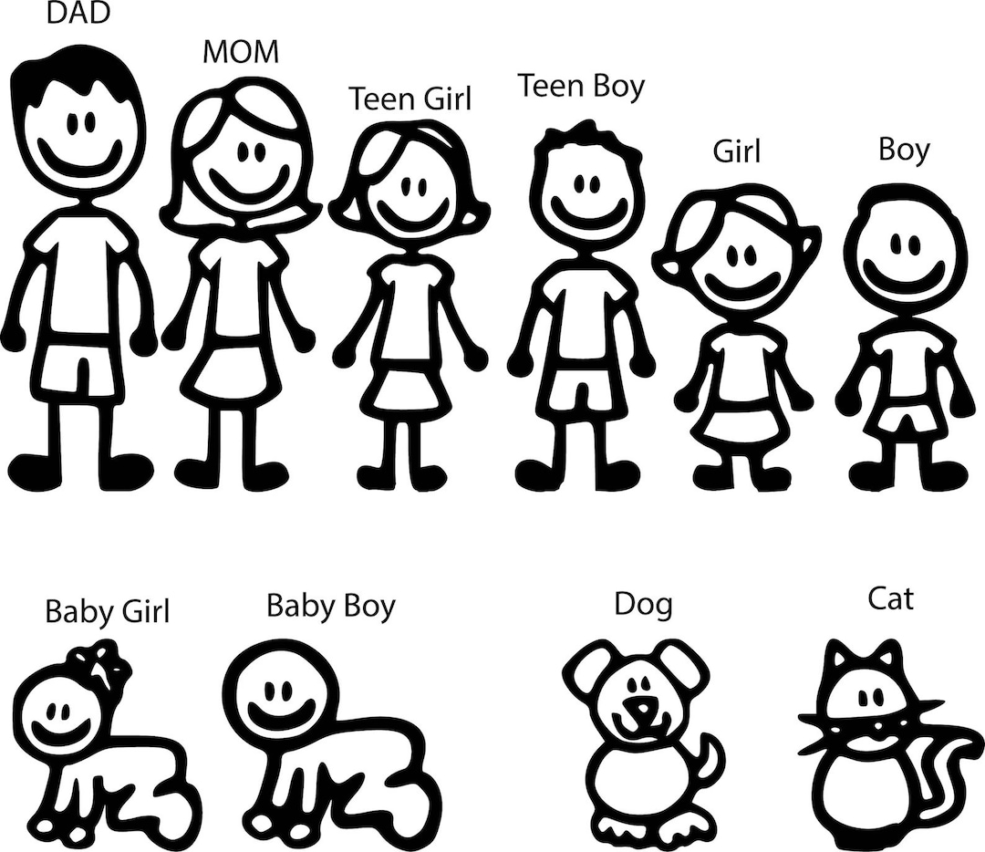 Stick Figure Custom Family Sticker Decal | Family Members Sticker Decal ...