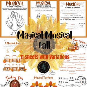 Magical Musical Fall- Set of 11 Sheets, Thanksgiving Music ...