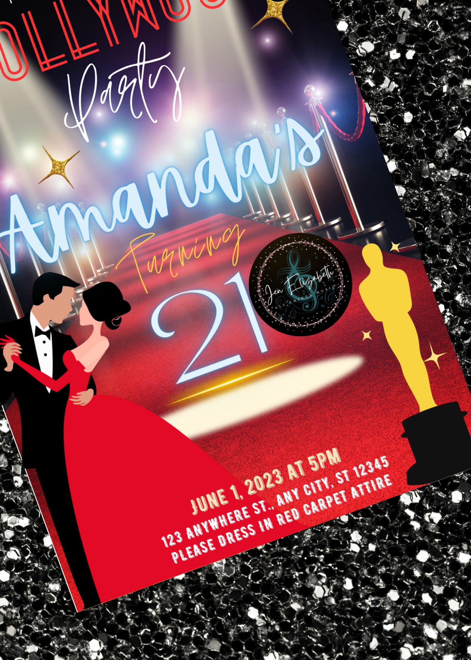 Hollywood Birthday/event Invitation Template, Red Carpet Event ...