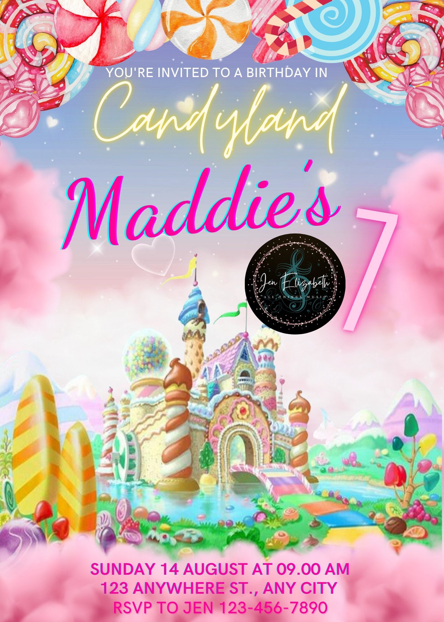 Candyland Birthday Invitation Template, Candy Party, Candyland Event ...