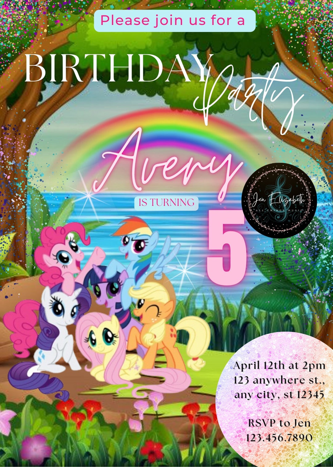 Pony Birthday Invitation Template, Girl Birthday Invitation, Pony Party ...