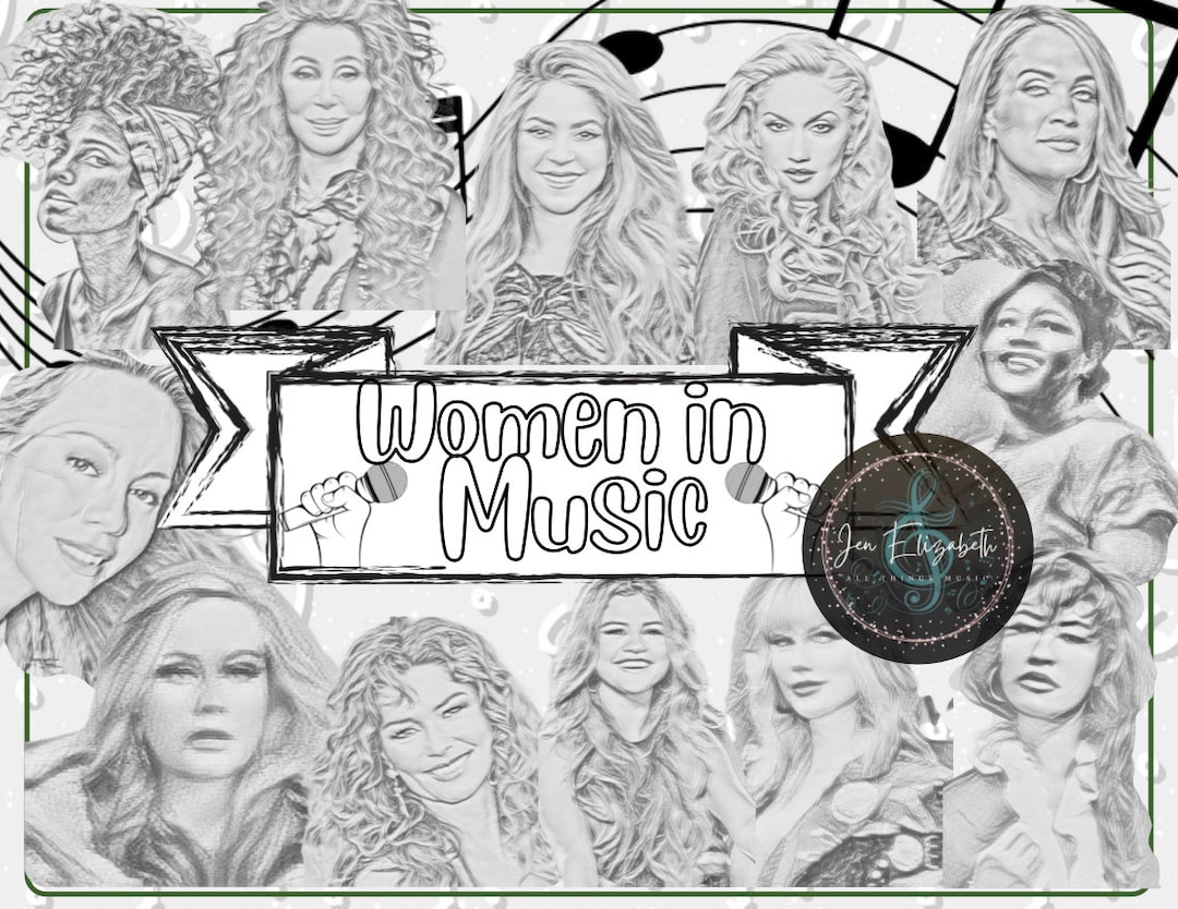 Women in Music Coloring Book- Set of 17 Artists, Music Education, Women ...