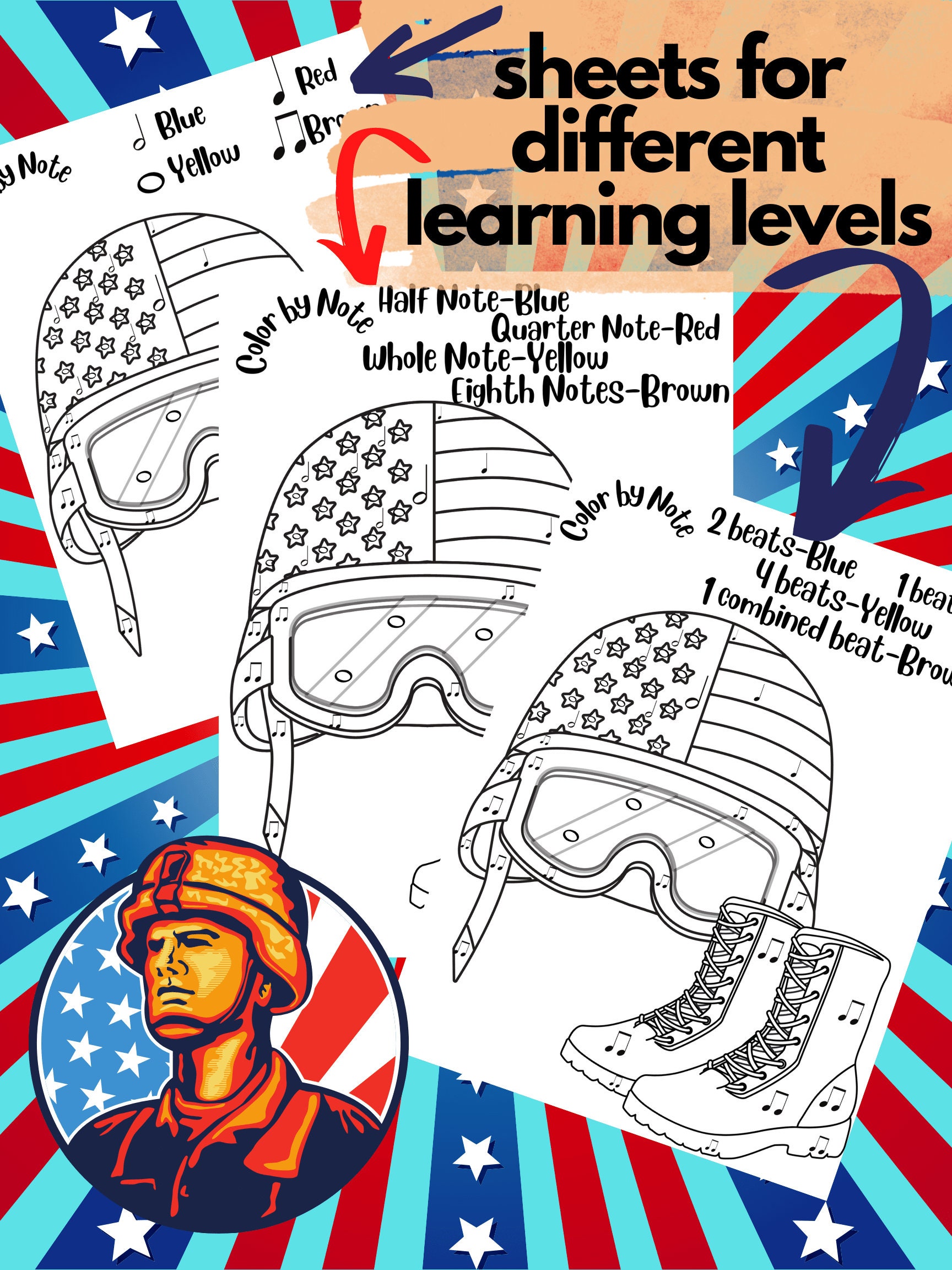 Veteran's Day/patriotic Listening Glyphs & Color by Sheets - Etsy