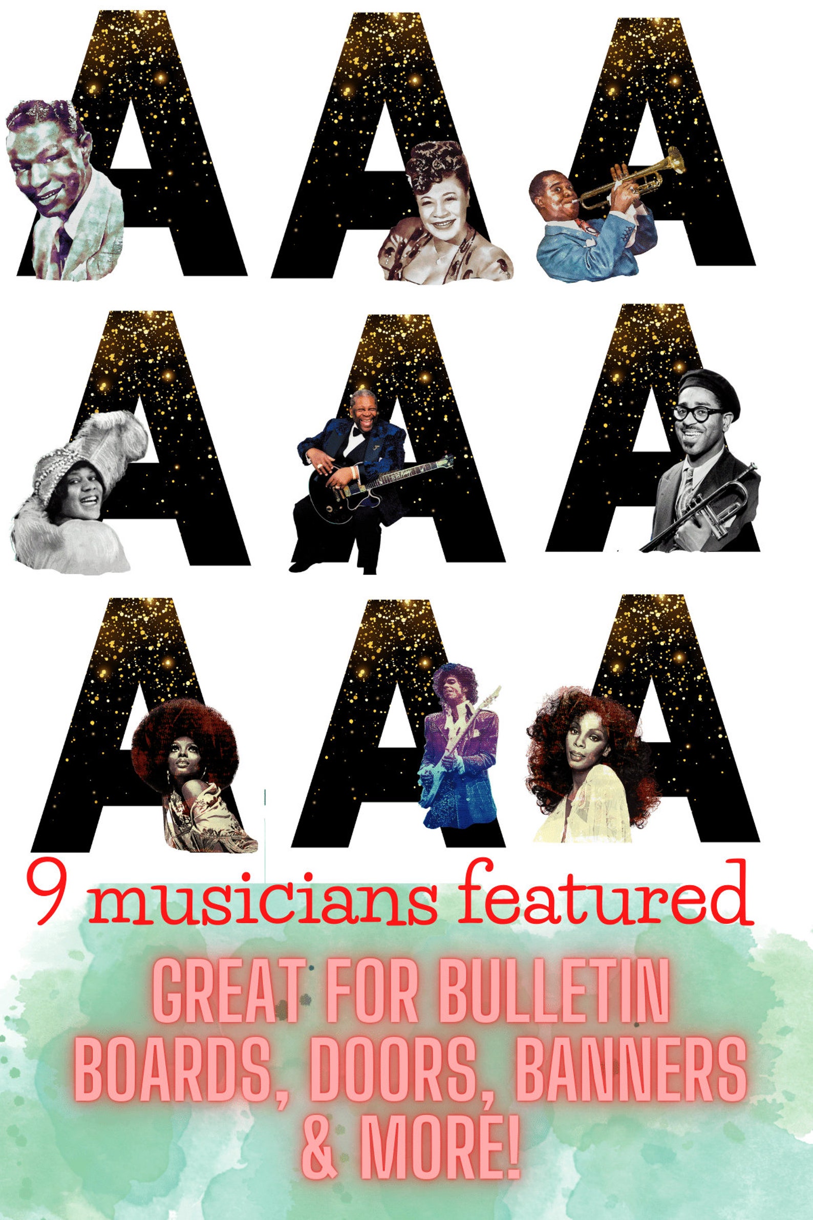 Black Musician Glitter Letters, Black History Month, Black Musicians ...