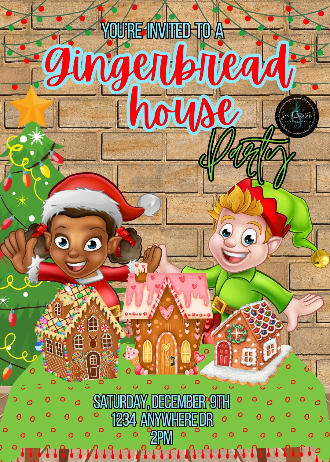Gingerbread House Party Invitation Template, Gingerbread, Christmas ...