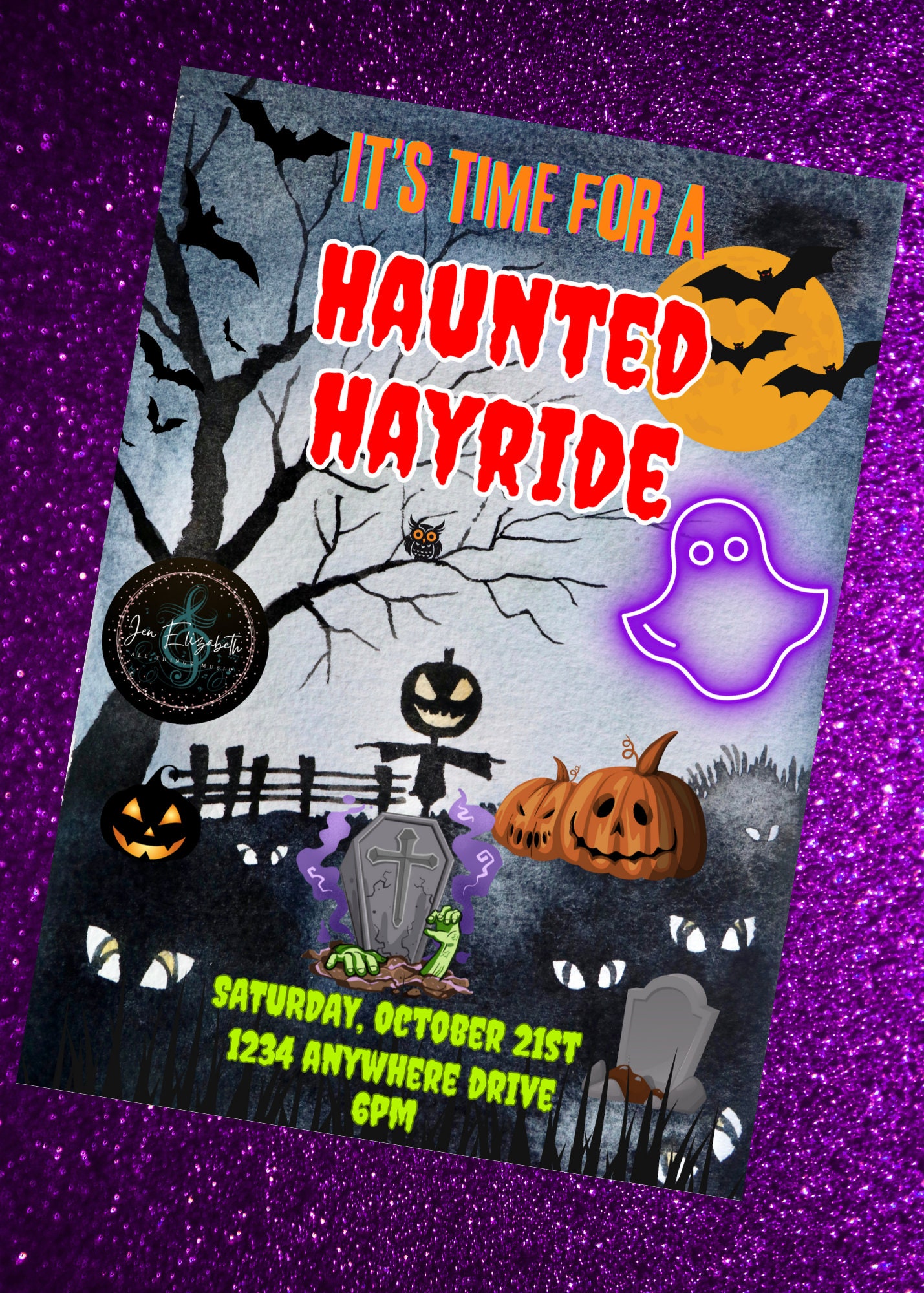 Haunted Hayride Invitation Template, Halloween Party, Hayride ...