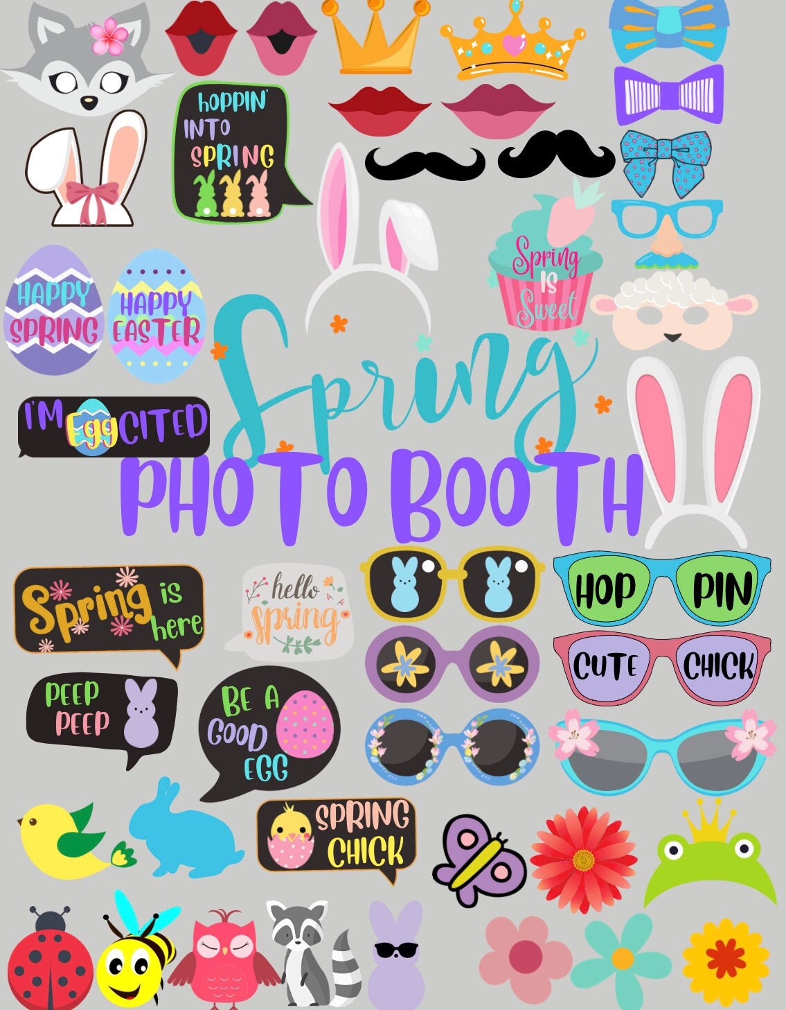 Spring/easter Photo Booth Props - Etsy