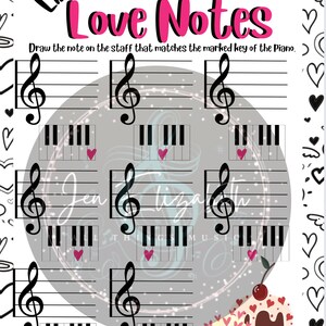 Love Notes, Set of 12 Worksheets, Music Worksheet, Music Education ...