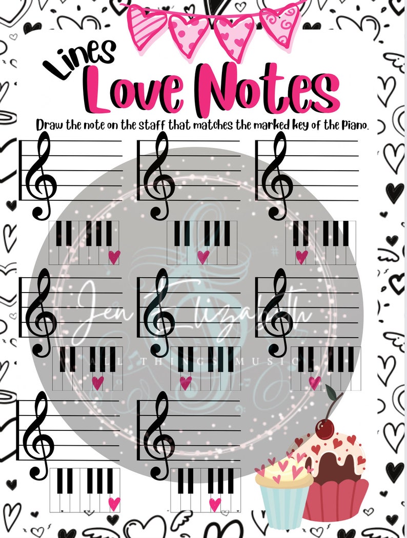Love Notes, Set of 12 Worksheets, Music Worksheet, Music Education ...
