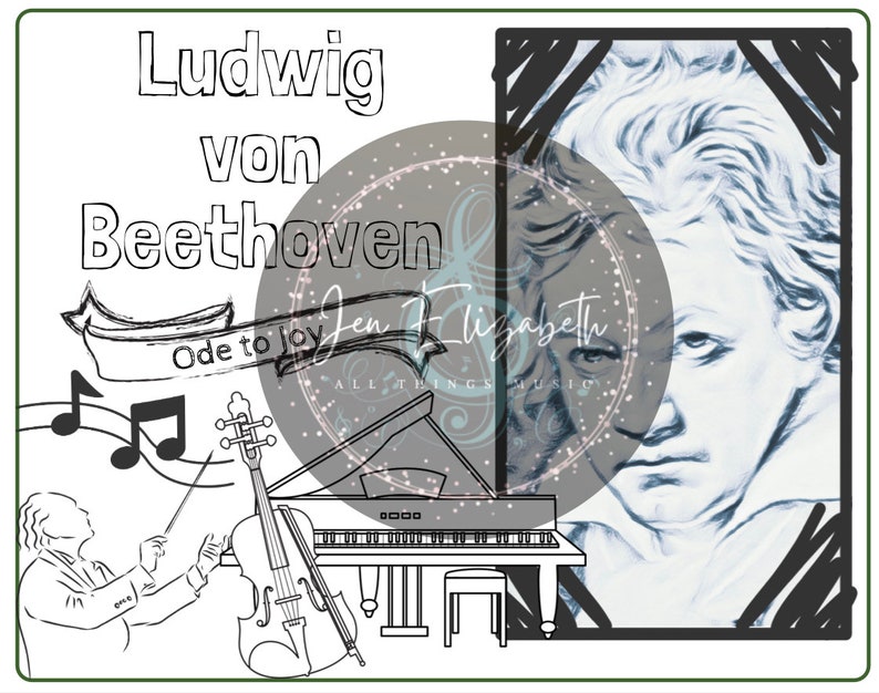 The Classics- Coloring Pages, Set of 4, Classical Music, Music Coloring ...