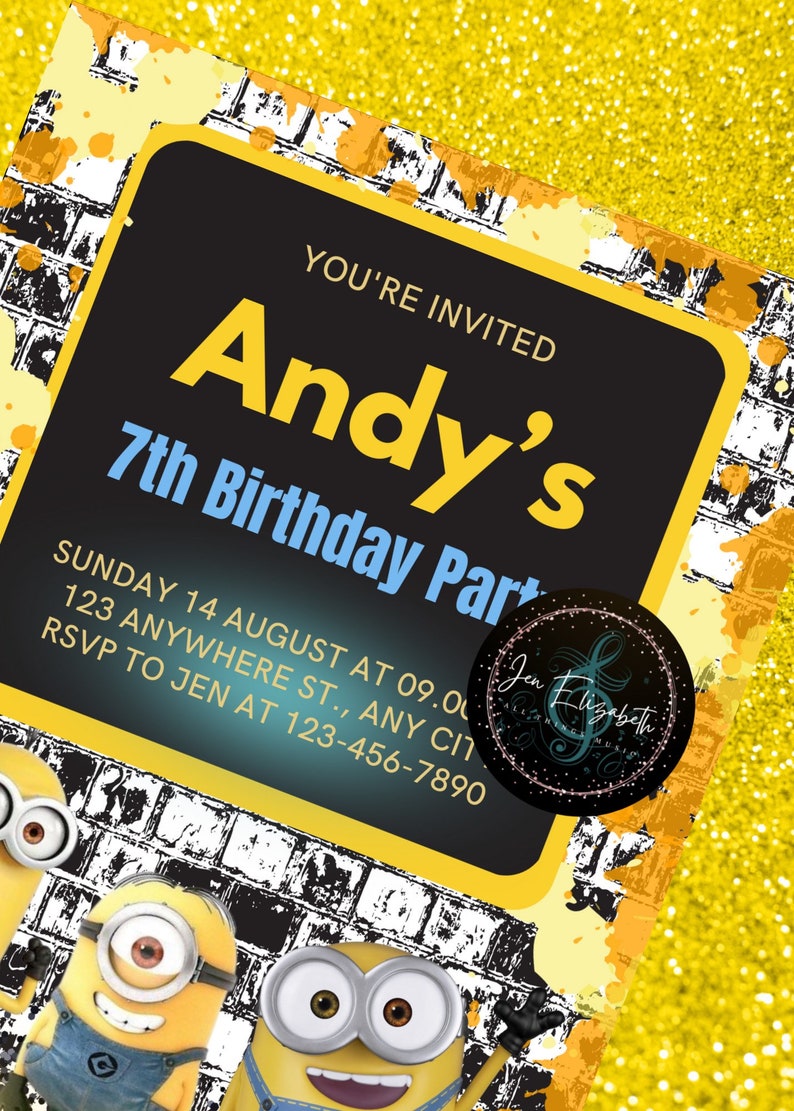 Minions Birthday Invitation Template (boy), Editable Birthday ...