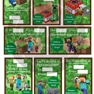Minecraft Valentines 8 - Etsy