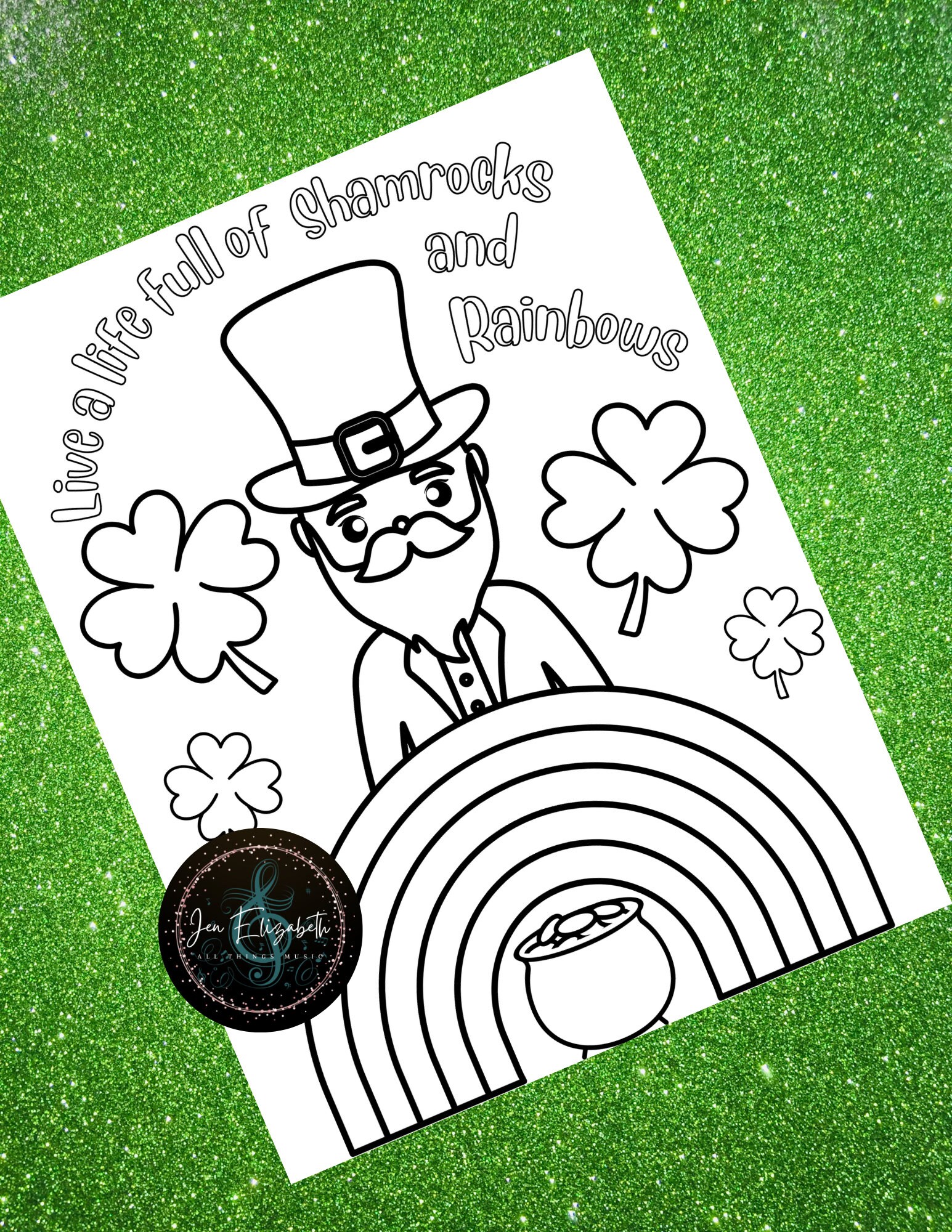 St. Patrick's Day Coloring Pages (set of 8), Leprechaun, Lucky, Rainbow ...