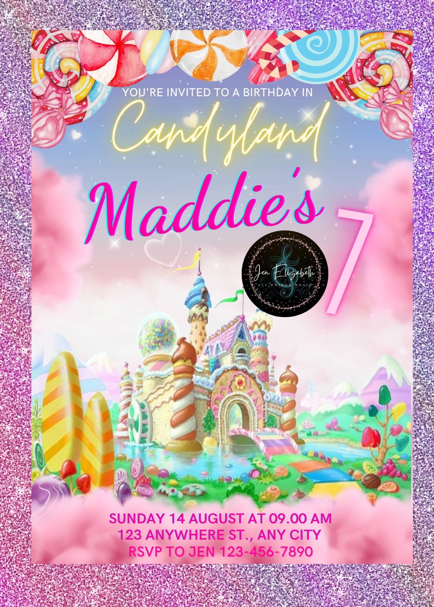 Candyland Birthday Invitation Template, Candy Party, Candyland Event ...