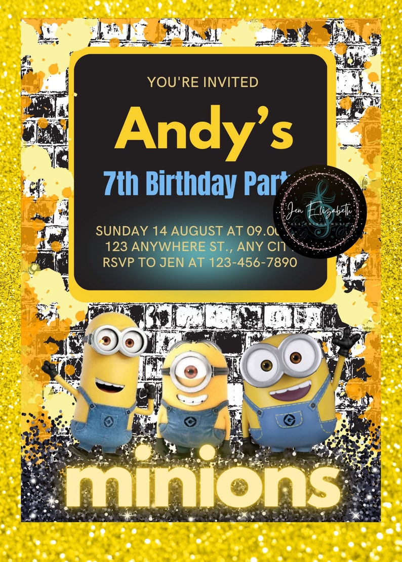 Minions Birthday Invitation Template (boy), Editable Birthday ...