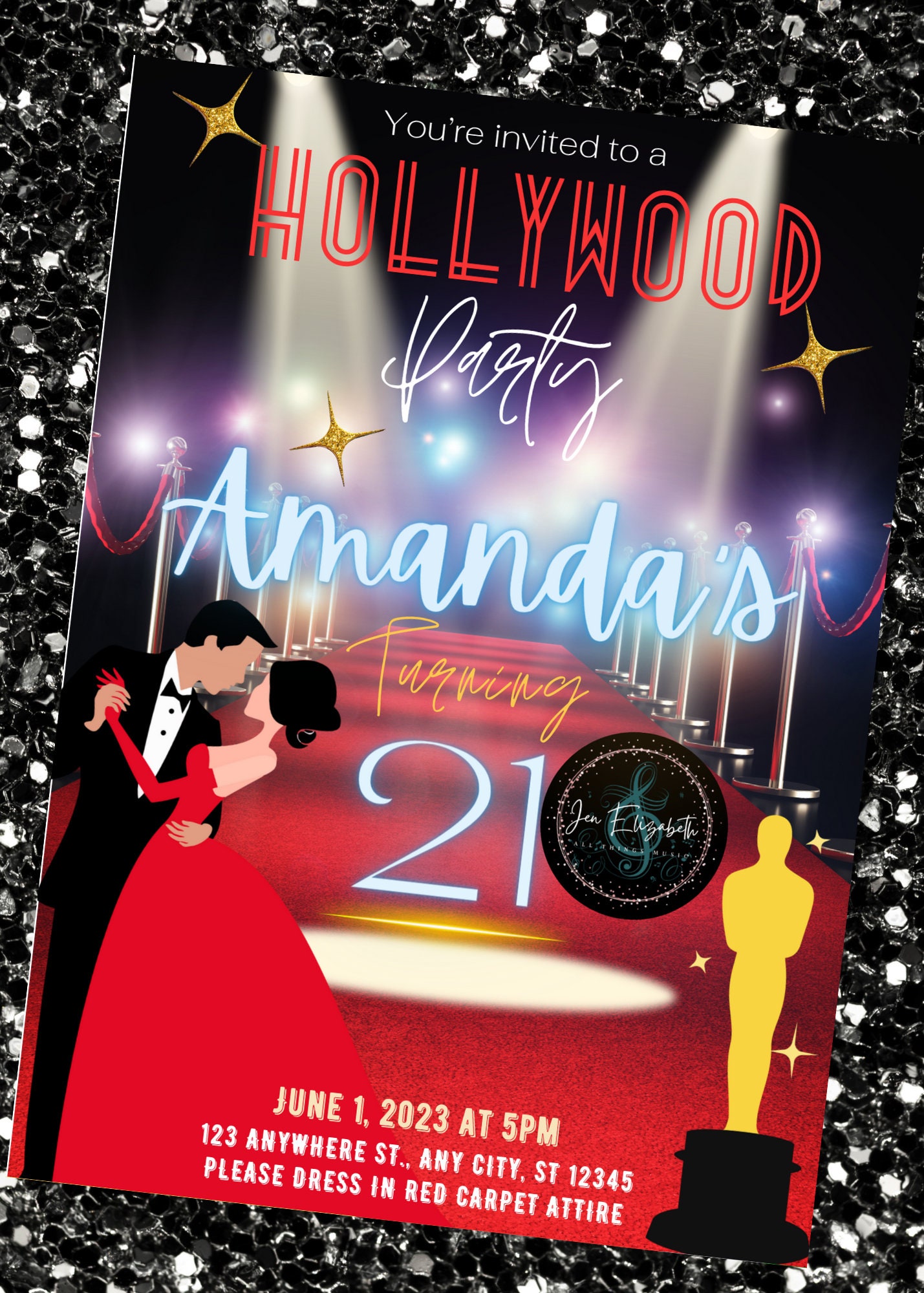 Hollywood Birthday/event Invitation Template, Red Carpet Event ...
