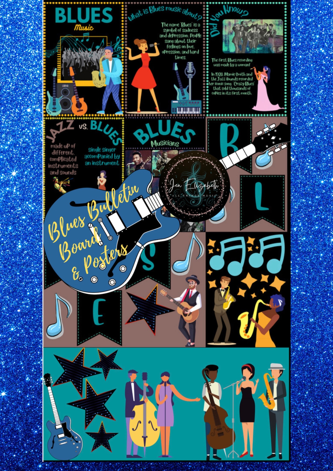 Blues Postes/bulletin Board Set - Etsy