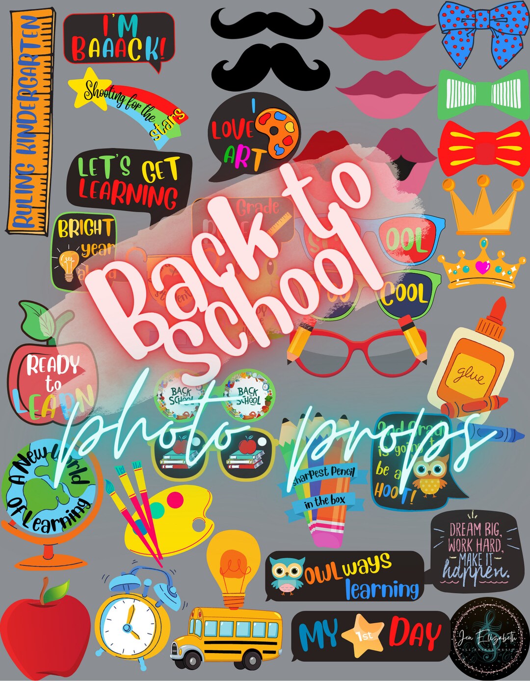 Back to School Photo Props (64 Props), Classroom Pictures, School ...