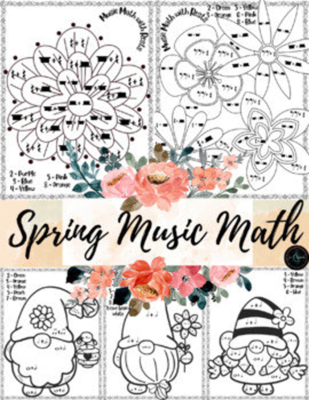Spring Music Math- Set of 5, Music Education, Rhythm, Music Classroom ...