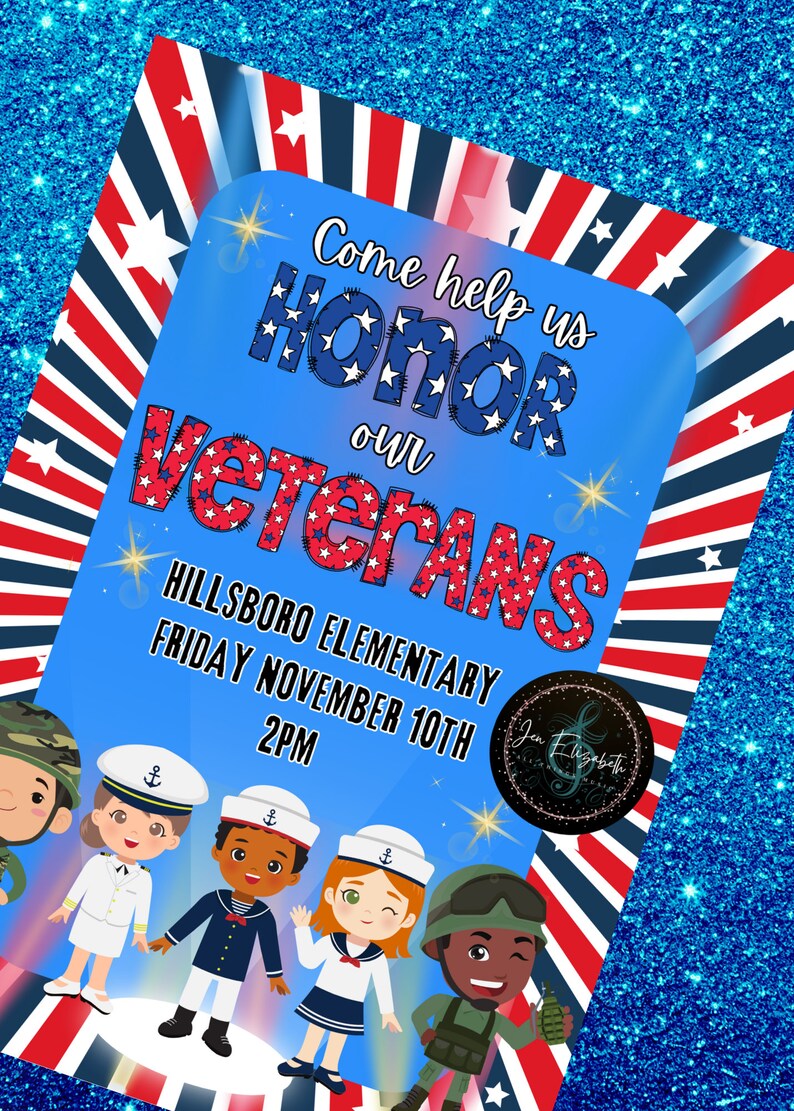 Veterans' Day Celebration Invitation Template, Veterans Day, School ...