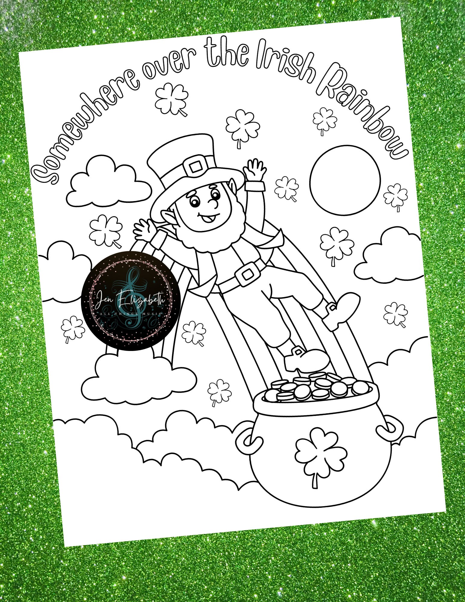 St. Patrick's Day Coloring Pages (set of 8), Leprechaun, Lucky, Rainbow ...