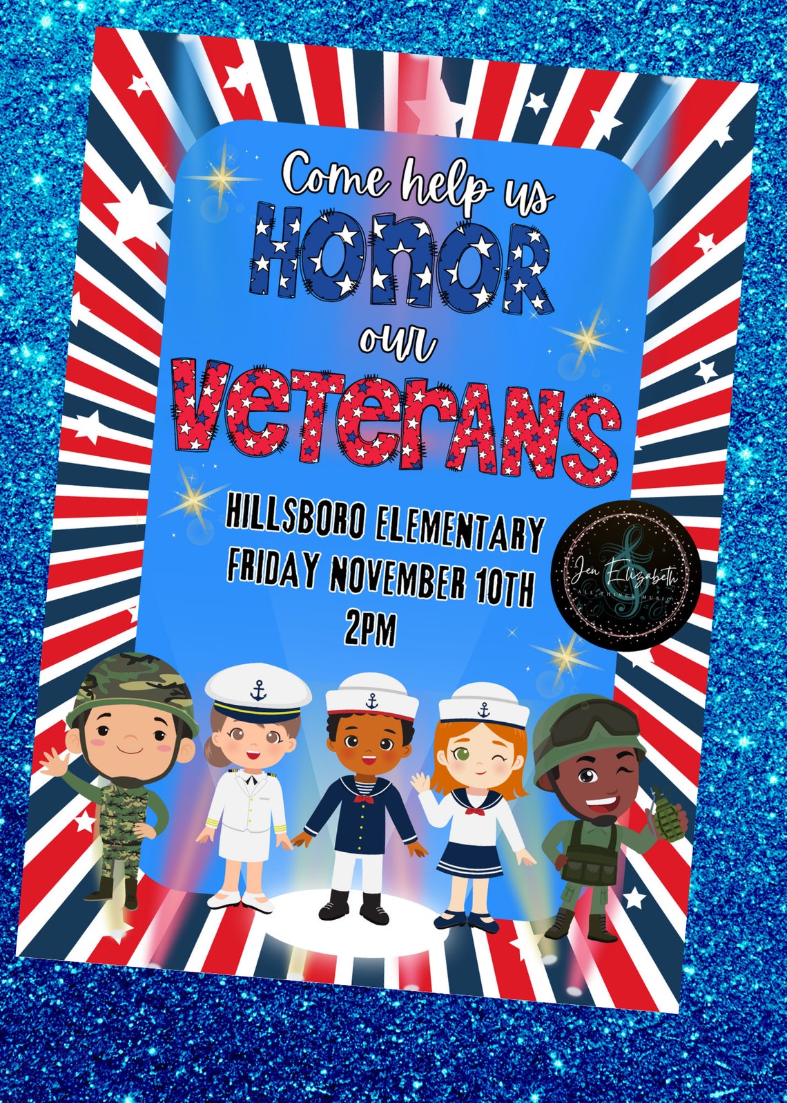 Veterans' Day Celebration Invitation Template, Veterans Day, School ...