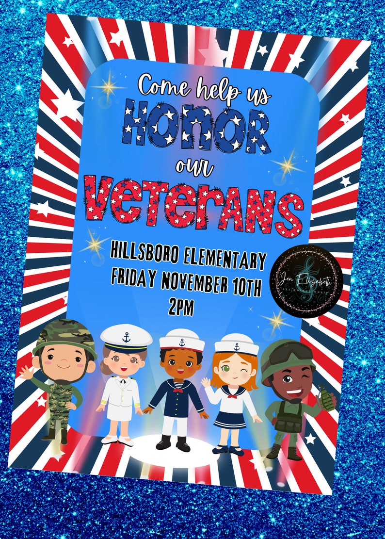 Veterans' Day Celebration Invitation Template, Veterans Day, School ...