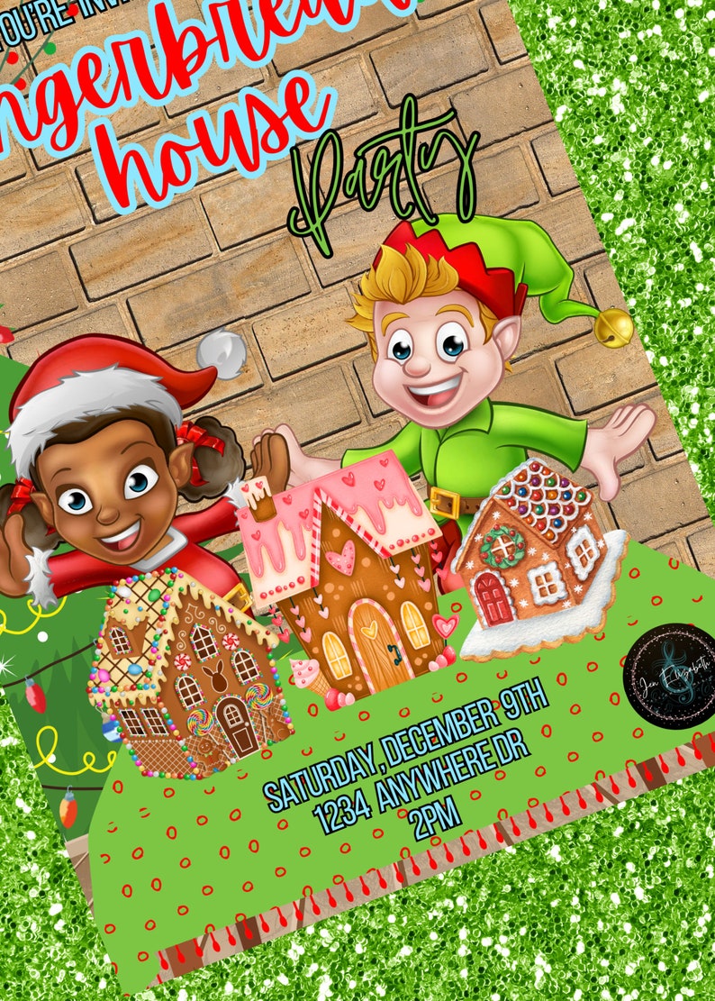 Gingerbread House Party Invitation Template, Gingerbread, Christmas ...