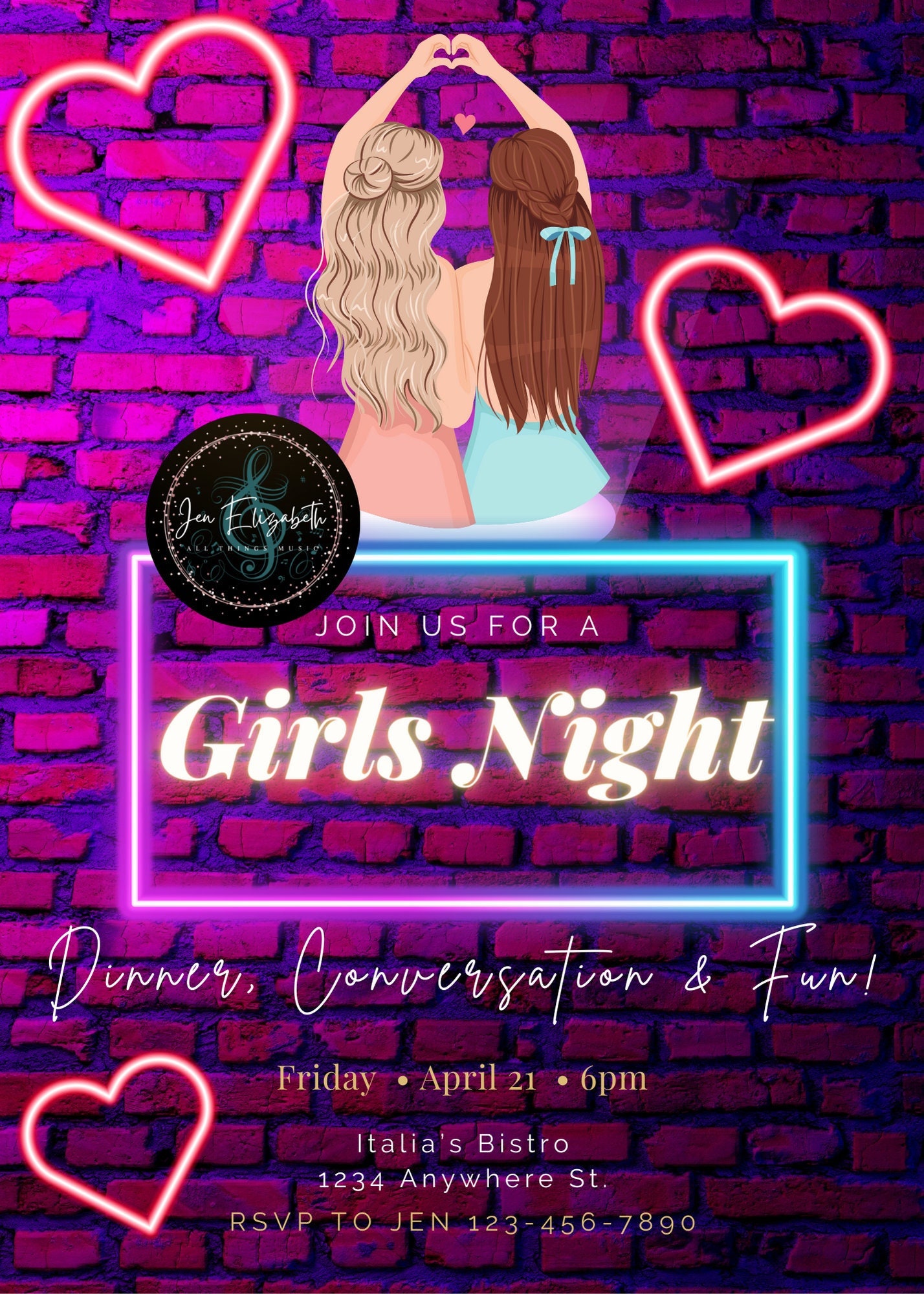 Girls Night Invitation Template - Etsy