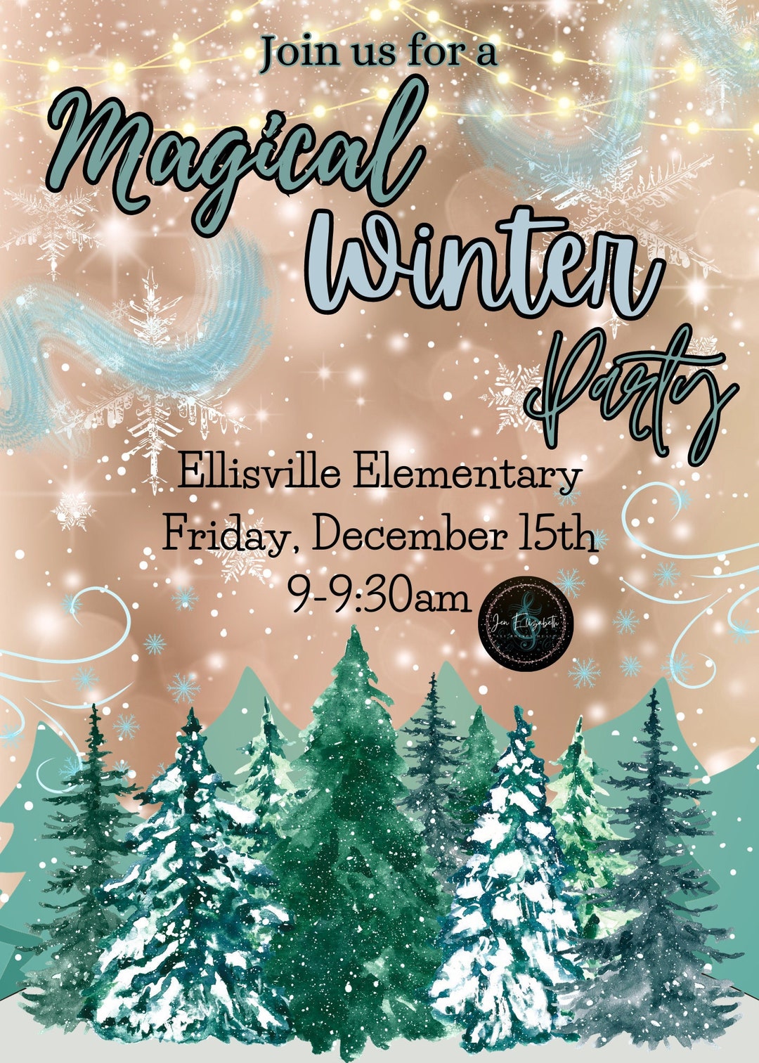 Winter Party Invitation Template, School Winter Party, Winter Event ...