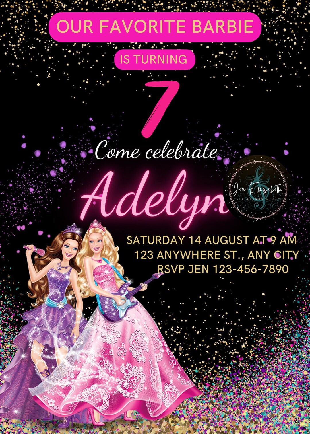 Rockstar Girl Birthday Invitation Template, Rockstar Party, Music Party ...