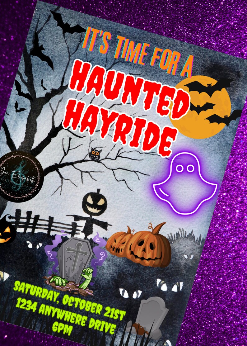 Haunted Hayride Invitation Template, Halloween Party, Hayride ...