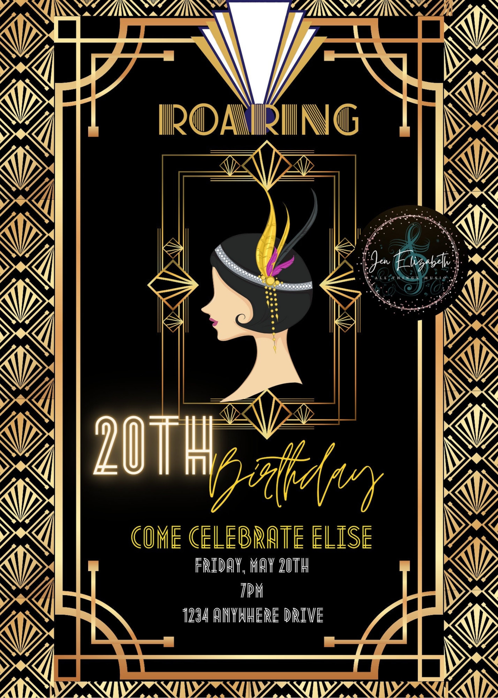 Roaring 20s Birthday/event Invitation Template, Flapper Birthday, 20s ...