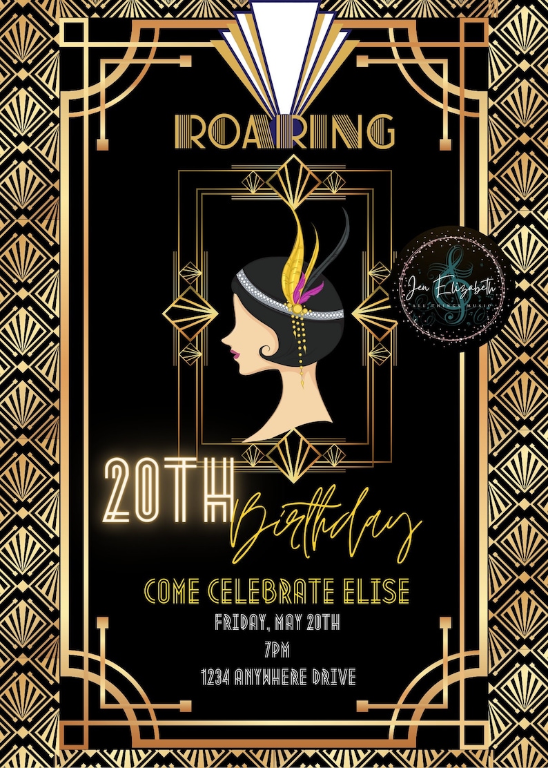 Roaring 20s Birthday/event Invitation Template, Flapper Birthday, 20s ...