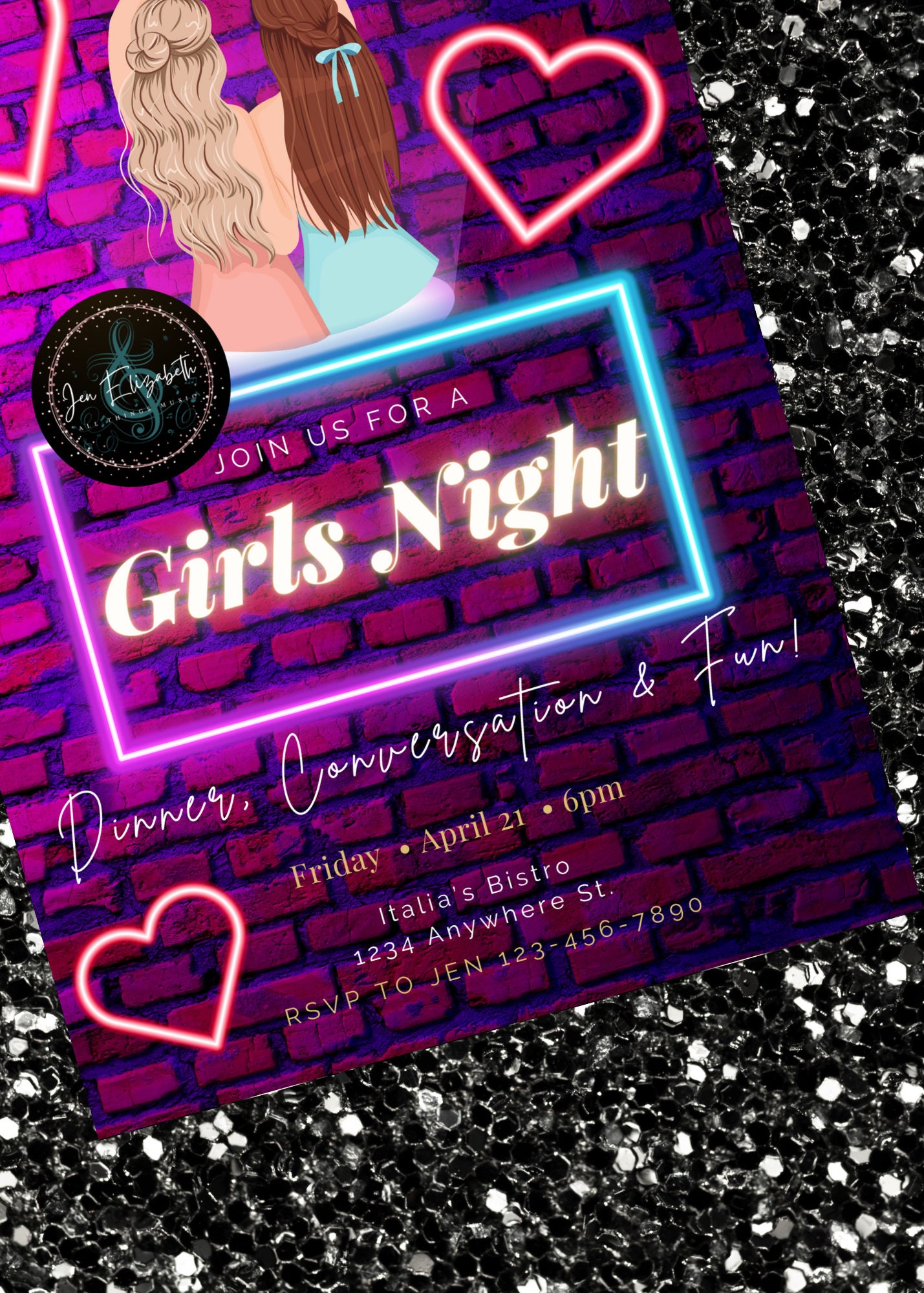 Girls Night Invitation Template - Etsy
