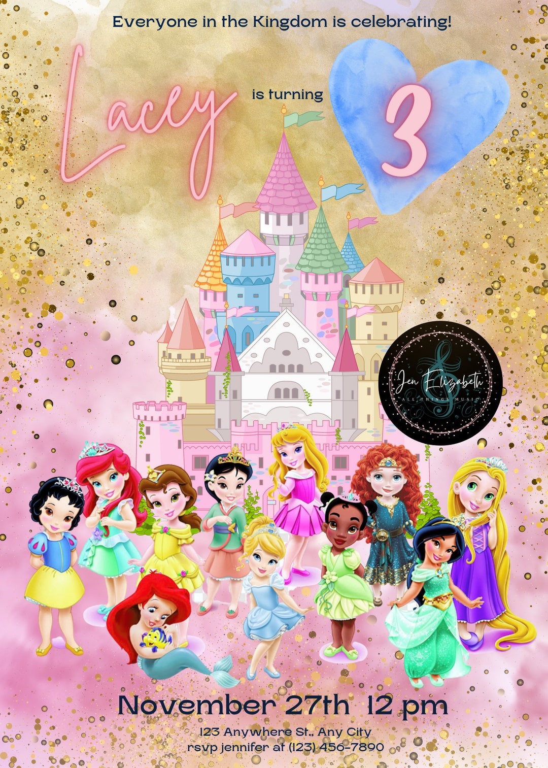 Young Princess Birthday Invitation Template, Princess Birthday ...