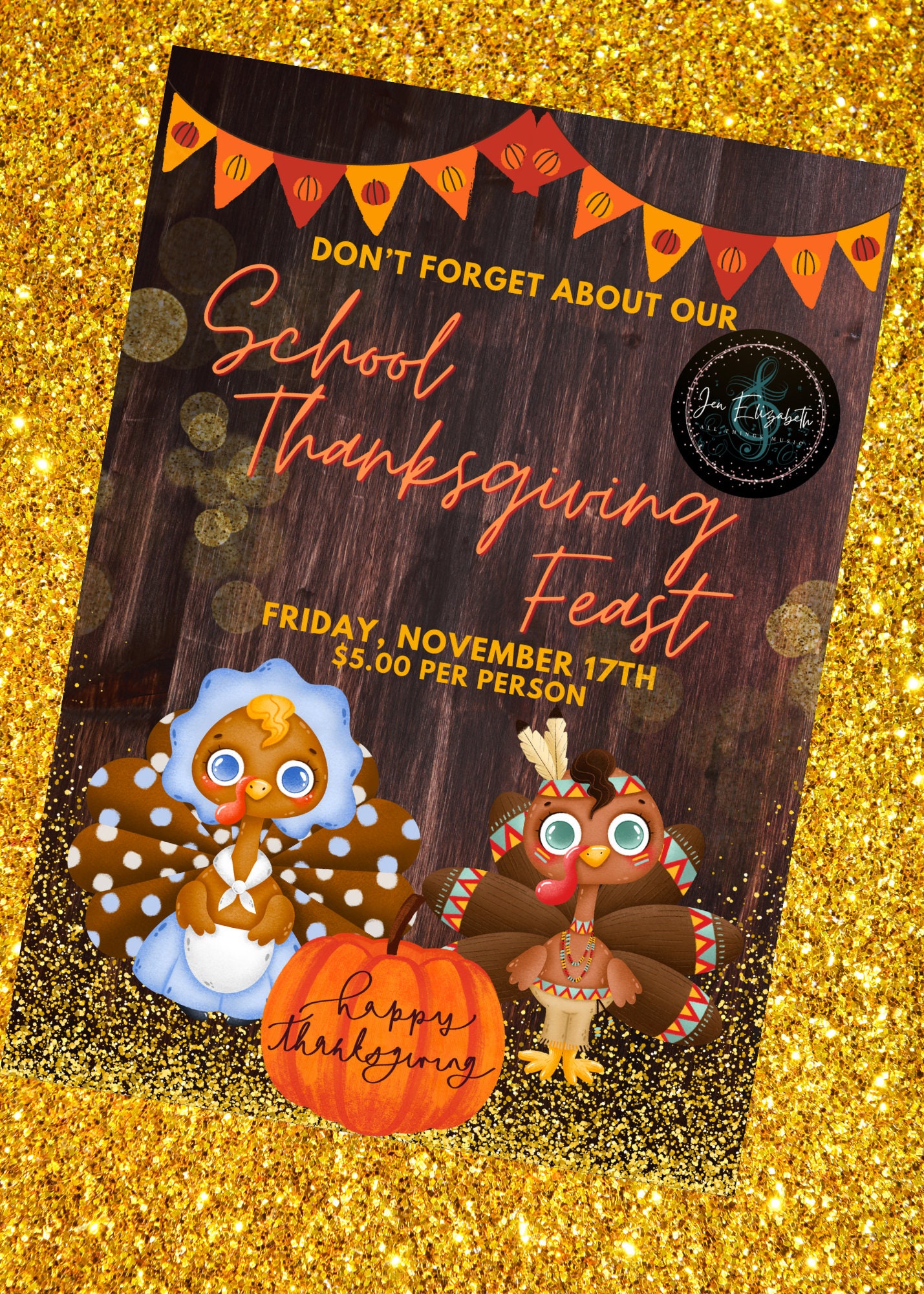 School Thanksgiving Feast Invitation Template, Thanksgiving Invitation ...