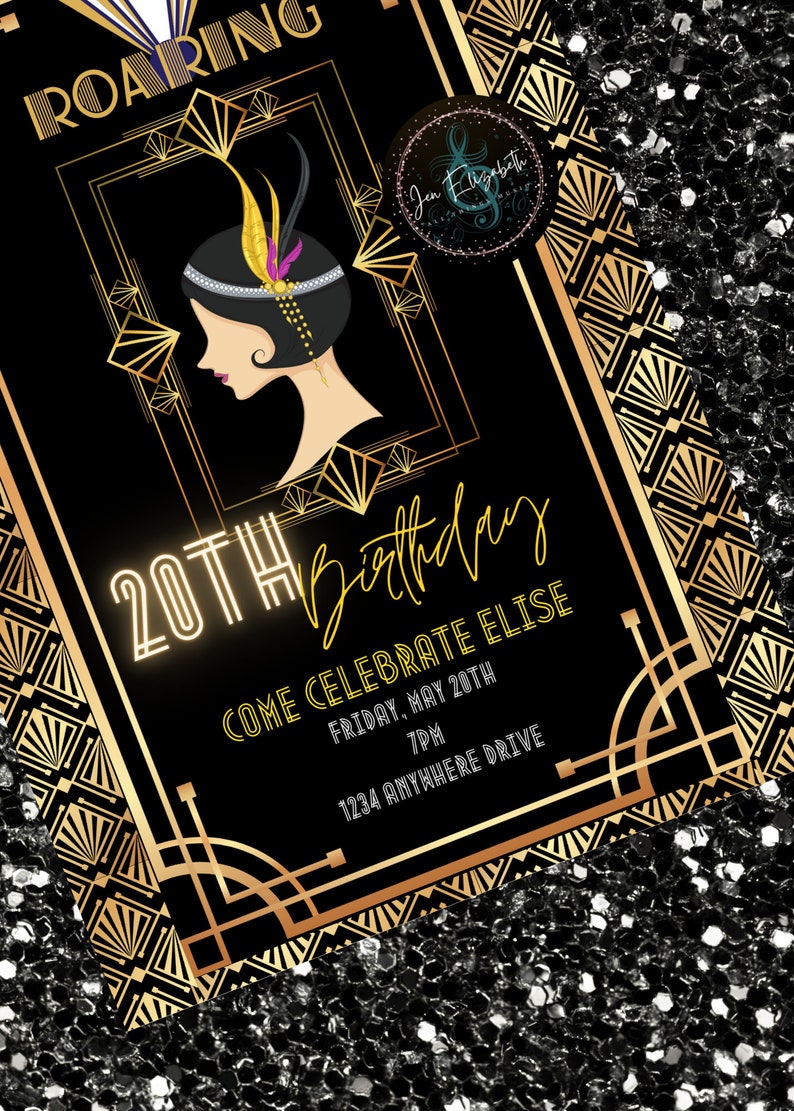 Roaring 20s Birthday/event Invitation Template, Flapper Birthday, 20s ...