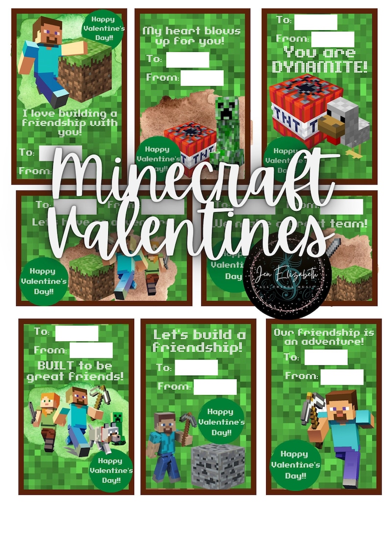 Minecraft Valentines 8 - Etsy