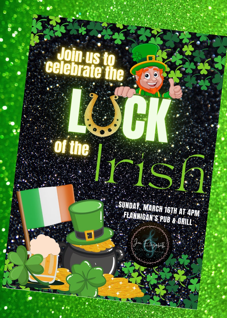Luck of the Irish Invitation Template, St. Patrick's Day, Irish Event ...