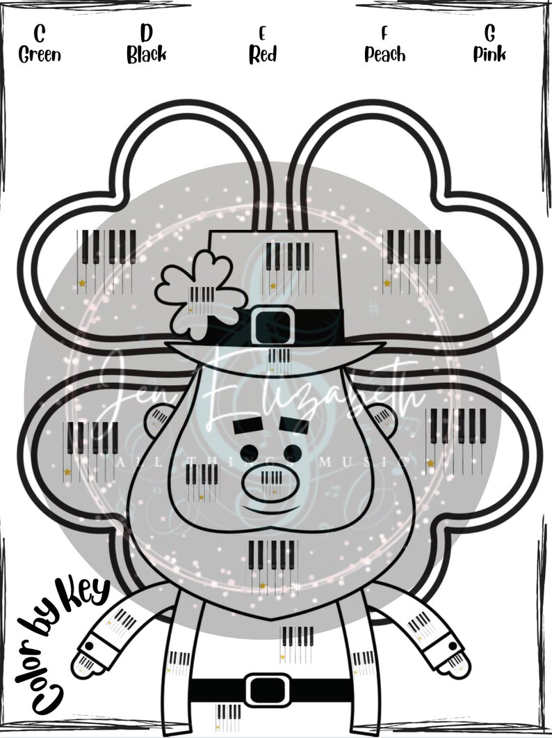 Color by Piano Key Sheets Set of 4 - Etsy