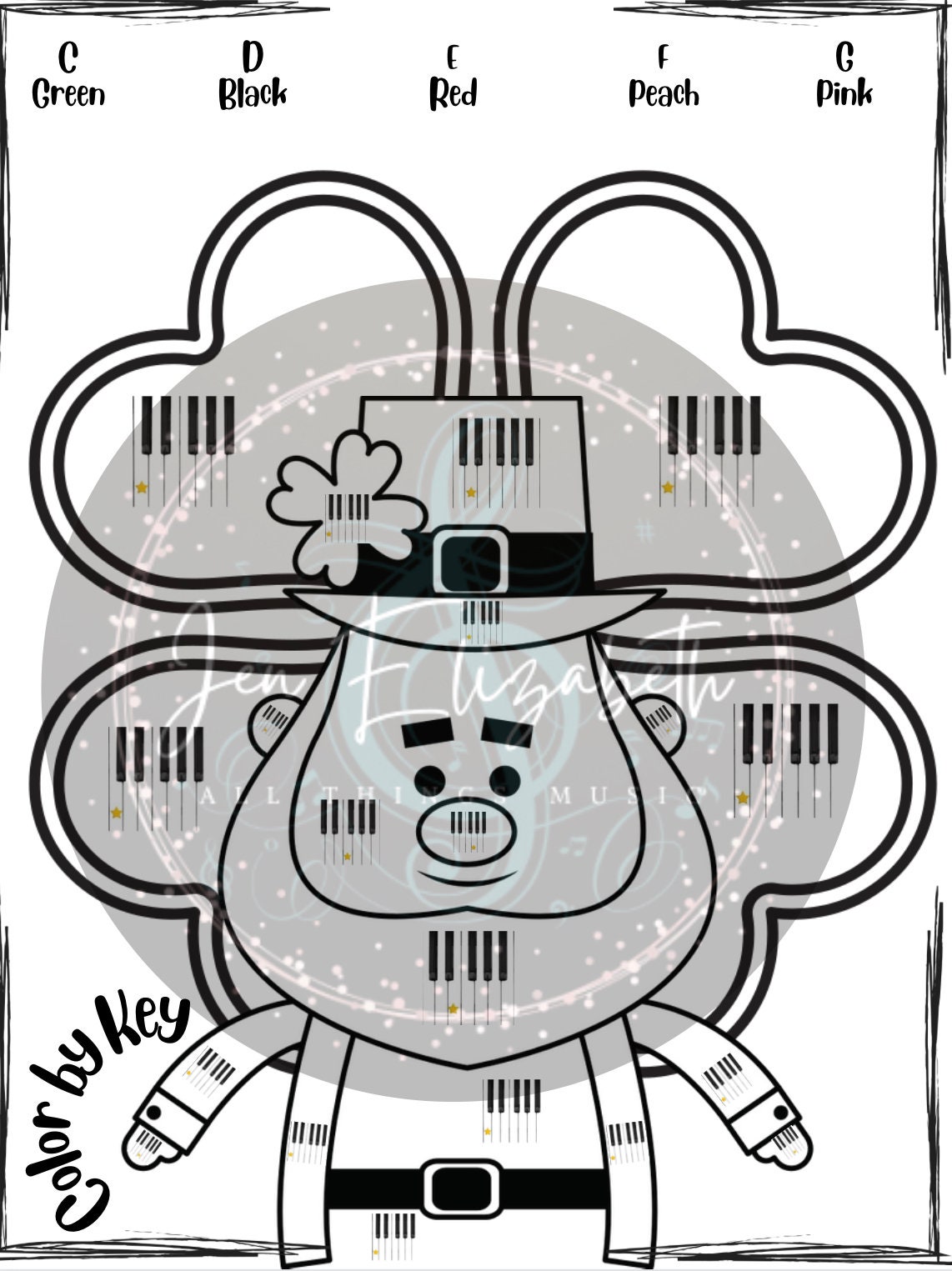 Color by Piano Key Sheets Set of 4 - Etsy