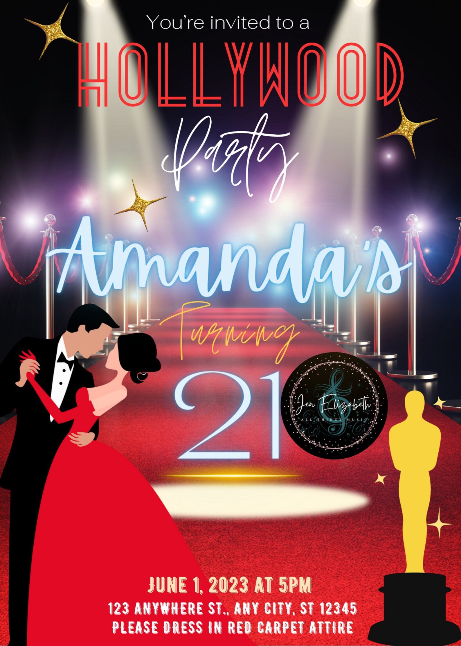 Hollywood Birthday/event Invitation Template, Red Carpet Event ...