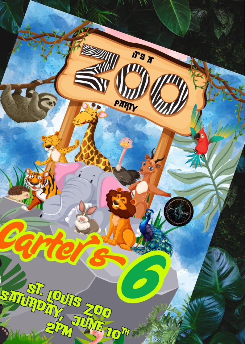 Zoo Birthday Party Invitation Template, Zoo Party, Animal Theme, Zoo ...